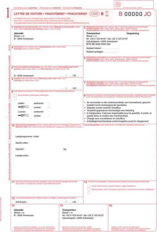 Gepersonaliseerde CMR vrachtbrieven - Erkende Belgische drukker CMR ...